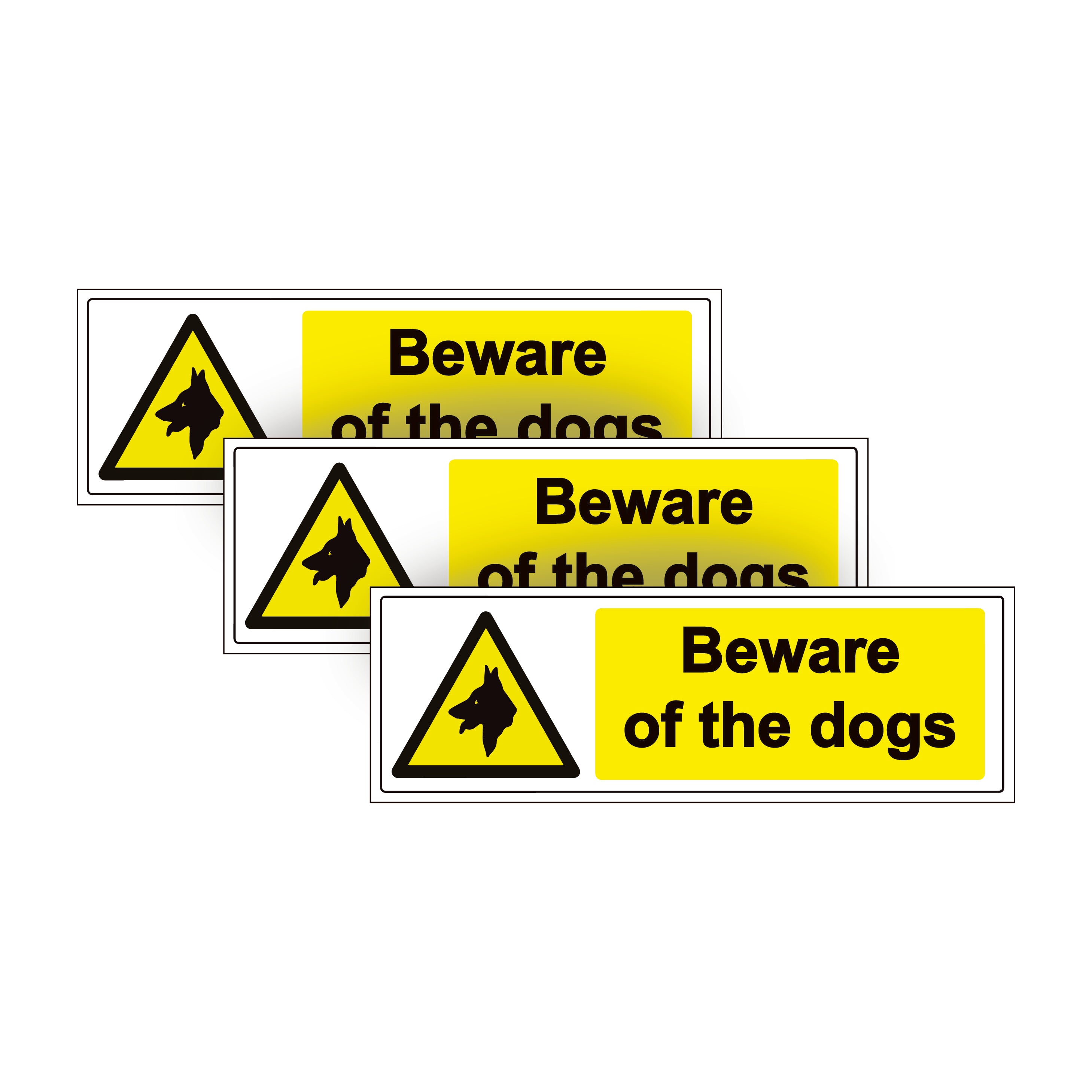 3 Pack Beware of the dogs warning safety sticker signs for doors, walls ...